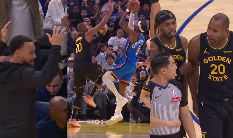 SGA在有接觸後馬上飄移出手倒地，後備席觀戰的Curry難以置信 | NBA地域 | 籃球地帶 - FanPiece